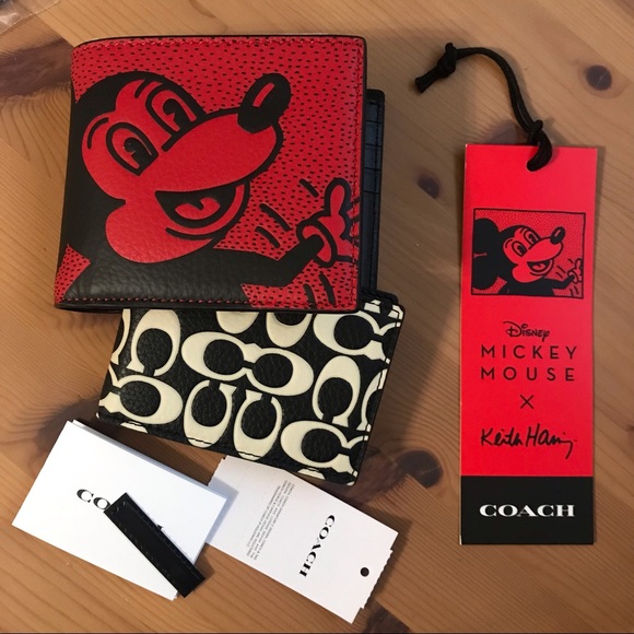 Coach | Bags | Coach Disney Mickey Mouse X Keith Haring 3 In Wallet Red ...